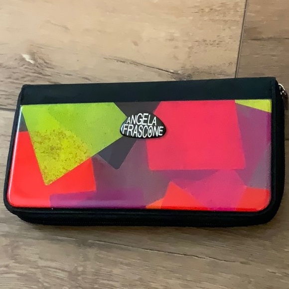 Angela Frascone | Bags | Angela Frascone Wallet Black Fabric Plastic ...